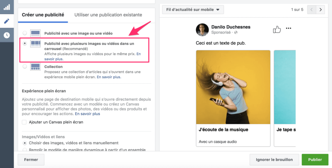 Comment créer une publicité carrousel Facebook [Guide Complet]